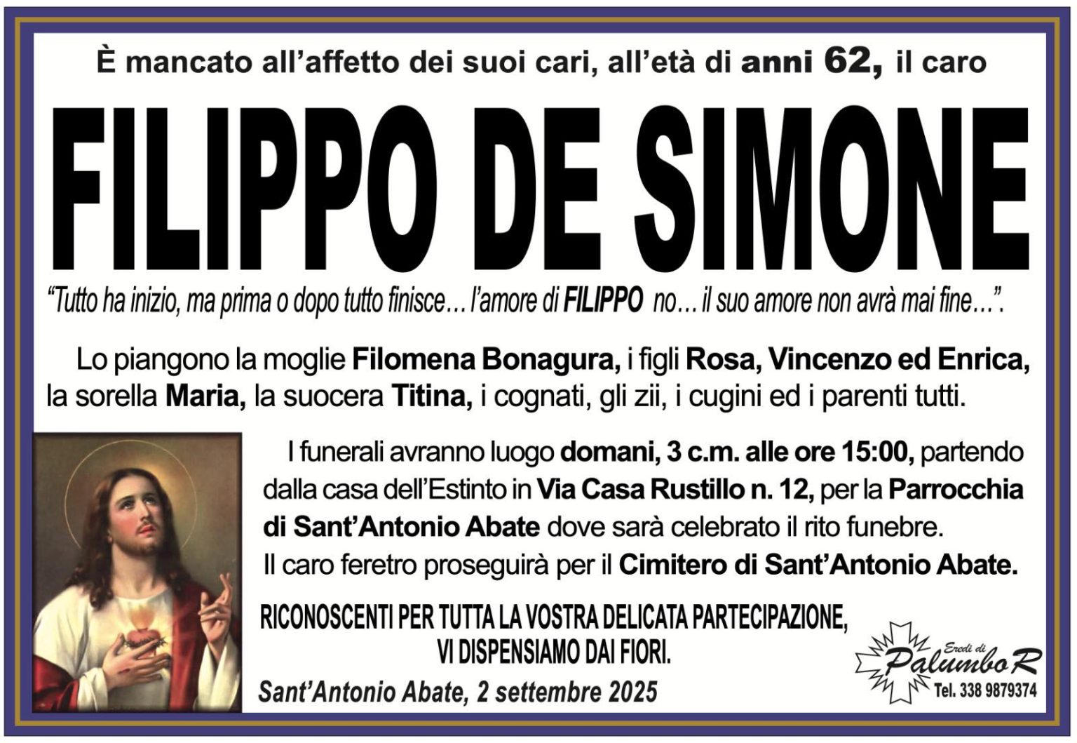 Sant’Antonio Abate in lutto, addio a Filippo De Simone: i funerali il 3 ...